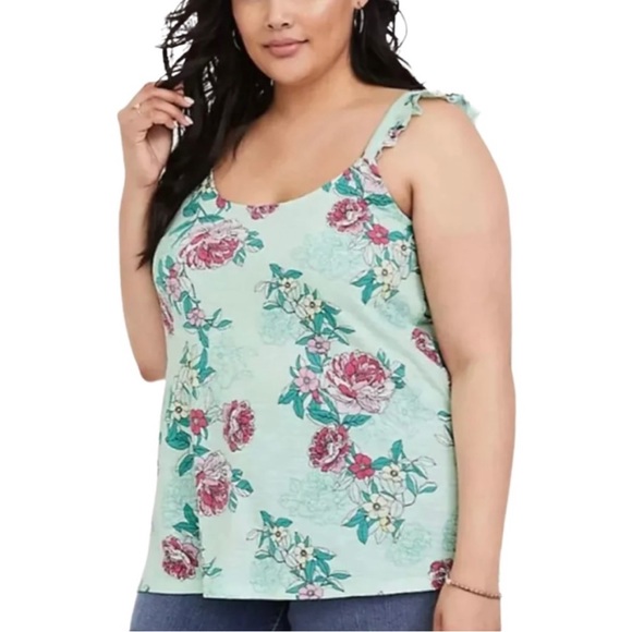 torrid | Tops | Torrid Womens Top Mint Green Floral Ruffle Cami ...
